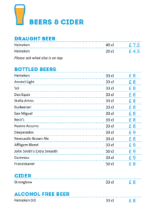 MSC Cruises Drinks Menus with Prices (2024) - Luxury Cruising